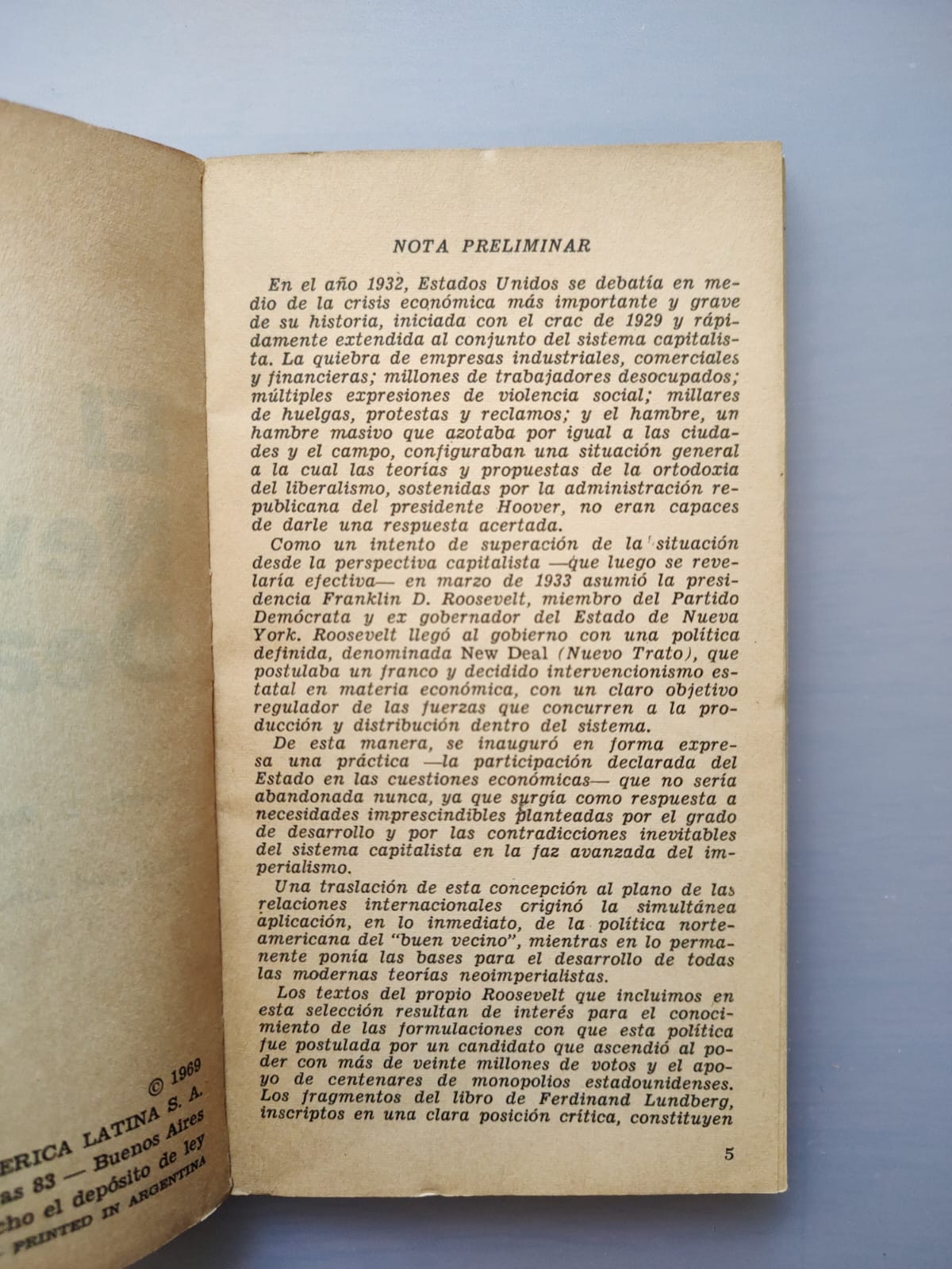 EL NEW DEAL de Franklin D. Roosevelt y Ferdinand Lundberg - Galeria Boireau